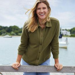 LANDS' END Baumwollmix-Jacke im Waffelstrick, Damen,  Gr&uuml;n, Baumwoll-Mischung/Polyester-Mischung, by Lands' End
