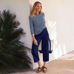 LANDS' END Stretch-Freizeithose in 3/4-L&auml;nge, Damen,  Blau, Baumwoll-Mischung, by Lands' End