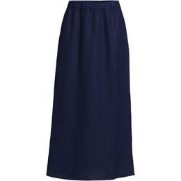 LANDS' END Premium Reinleinen-Midirock mit Elastikbund, Damen,  Wei&szlig;, Leinen, by Lands' End