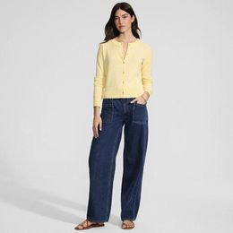 LANDS' END Gerade relaxte Jeans mit Elastikbund, Damen,  Blau, Baumwolle, by Lands' End