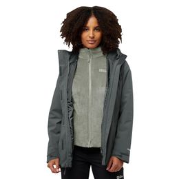 3-in-1-Funktionsjacke Jack Wolfskin "ROTWAND 3IN1 JKT W", Damen, Gr. XS, gr&uuml;n (slategr&uuml;n), Obermaterial: 100% Polyester. Futter: 100% Polyester. Innenmaterial: 100% Polyester, Jacken