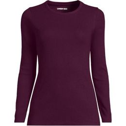 LANDS' END Langarmshirt aus mikrofeinem Baumwollripp f&uuml;r Damen, Damen, size: regular, Wei&szlig;, Baumwolle/Elasthan, by Lands' End