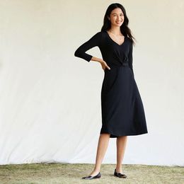 LANDS' END Jerseykleid mit 3/4-&Auml;rmeln aus Baumwolle/Modal-Mix, Damen,  Schwarz, Baumwolle Modal, by Lands' End