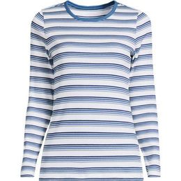 LANDS' END Langarmshirt aus mikrofeinem Baumwollripp, Damen,  Wei&szlig;, Baumwolle/Elasthan, by Lands' End