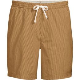 LANDS' END Seersucker-Badeshorts mit Hydroliner, 18 cm, Herren,  Braun, Elasthan/Polyester-Mischung, by Lands' End