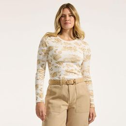 LANDS' END Langarmshirt aus mikrofeinem Baumwollripp f&uuml;r Damen in Petite-Gr&ouml;&szlig;e, Damen, size: petite, Elfenbein, Baumwolle/Elasthan, by Lands' End