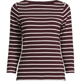 LANDS' END Gestreiftes Baumwollshirt mit 3/4-&Auml;rmeln f&uuml;r Damen, Damen, size: regular, Rot, Baumwolle, by Lands' End