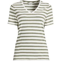 LANDS' END Soft Flow Shirt aus Leinenmix mit V-Ausschnitt, Damen,  Wei&szlig;, Leinen/Baumwolle Modal, by Lands' End