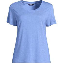 LANDS' END Shirt aus Leinenmix, Damen,  Blau, by Lands' End