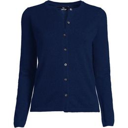 LANDS' END Kaschmir-Cardigan mit rundem Ausschnitt in Plus-Gr&ouml;&szlig;e, Damen, size: plus, Blau, Kaschmir, by Lands' End