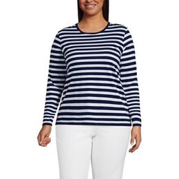 LANDS' END Supima-Shirt, Langarm, Damen,  Blau, Baumwolle, by Lands' End