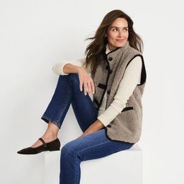 LANDS' END Teddy-Weste f&uuml;r Damen, Damen, size: regular, Grau, Polyester, by Lands' End
