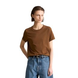 Marc O'Polo T-Shirt MARC O'POLO DENIM "aus Organic Cotton", Damen, Gr. L, braun (umbra braun), Obermaterial: 100% Baumwolle, unifarben, Basic, relaxed fit, Rundhals, Shirts T-Shirt