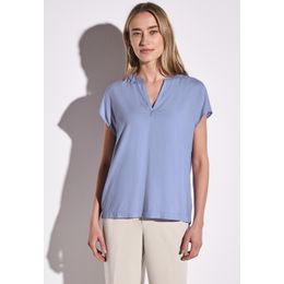 Hemdbluse Street One, Damen, Gr. 34, lila (viola lila), Stoff, 100% Viskose, unifarben, klassisch normal, Rundhals, B&uuml;ndchen, Blusen Hemdbluse, aus softer Viskose