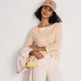LANDS' END Gestreiftes Baumwollshirt mit 3/4-&Auml;rmeln, Damen,  Wei&szlig;, Baumwolle, by Lands' End