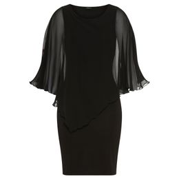 Abendkleid Laura Scott, Damen, Gr. 34, N-Gr, schwarz, Milano Rib;Chiffon, Obermaterial: 70% Viskose, 25% Polyester, 5% Elasthan. Bluseneinsatz: 100% Polyester, unifarben, figurbetont kniefrei, Rundhals, Kleider Abendkleid, in unifarbener Optik, aus Materialmix mit Milano Rib und Chiffon