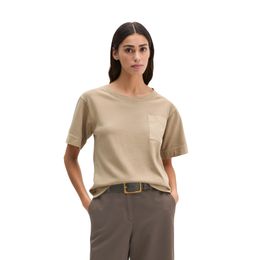 Marc O'Polo T-Shirt MARC O'POLO "mit aufgesetzter Satin-Tasche", Damen, Gr. L, earthy taupe, Obermaterial: 100% Baumwolle, unifarben, loose fit, Rundhals, normaler Saum, Shirts T-Shirt