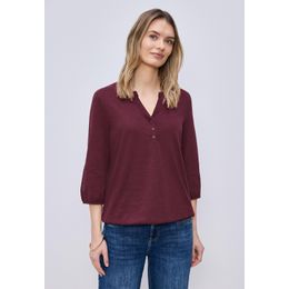 Tunikashirt Street One, Damen, Gr. 34, rot (truffle rot), Web, 100% Baumwolle, unifarben, comfort fit normal, Rundhals, elastischer Bund, Shirts, mit 3/4 &Auml;rmeln