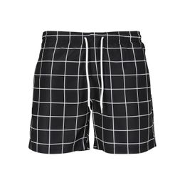Badeshorts Urban Classics "Urban Classics Herren Check Swim Shorts", Herren, Gr. M, US-Gr&ouml;&szlig;en, schwarz-wei&szlig; (schwarz, wei&szlig;), 100% Polyester, Badehosen Badeshorts