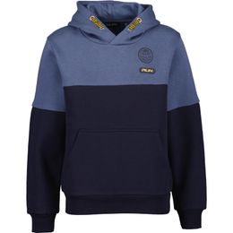 Kapuzensweatshirt Blue Seven, Jungen, Gr. 140, blau (nachtblau), Sweatware, Obermaterial: 80% Baumwolle, 20% Polyester, bedruckt, mehrfarbig, Basic normal, Rundhals, Rippb&uuml;ndchen, Sweatshirts, Baumwollmischung und Colorblocking-Look
