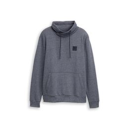 Tom Tailor Herren Snood Sweatshirt in Melange-Optik, blau, Meliert, Gr. S