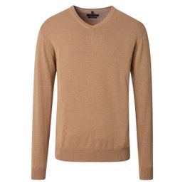Strickpullover Casamoda "Casamoda Pullover uni", Herren, Gr. L, champagner braun, 100% Baumwolle, Pullover Strickpullover