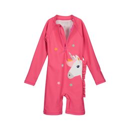 Schwimmanzug Blue Seven, M&auml;dchen, Gr. 128 (134), N-Gr, pink, Elasthan, Polyester, Glitzermuster, bedruckt, unifarben, Badeanz&uuml;ge, Beach-Overall f&uuml;r Einhorn-Fans