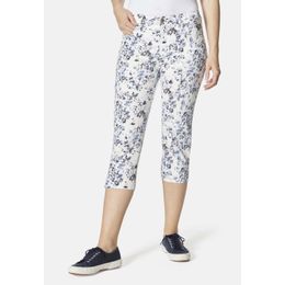 7/8-Hose STOOKER WOMEN "Tahiti Print Capri Slim Fit", Damen, Gr. 40, L&auml;nge 21, blau (watercolor blau), Twill, 70% Viskose, 26% Polyamid, 4% Elasthan, eng 7/8-L&auml;nge, Hosen 7/8-Hose, Capri Slim Fit Casual Clean Wash f&uuml;r Damen