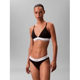 Triangel-BH "LGHT LINED TRIANGLE", Damen, Gr. L (40), N-Gr, schwarz, Obermaterial: 53% Baumwolle, 35% Modal, 12% Elasthan, Calvin Klein Underwear, unifarben, k&ouml;rpernah, BHs Triangel-BH, mit CK-Logo am Bund