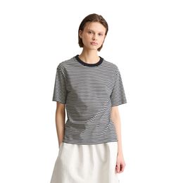 Marc O'Polo T-Shirt MARC O'POLO DENIM "aus Organic Cotton", Damen, Gr. L, dunkelblau, Obermaterial: 100% Baumwolle, gestreift, Basic, regular fit, Rundhals, normaler Saum, Shirts T-Shirt