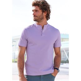 Henleyshirt John Devin "mit Stehkragen", Herren, Gr. XXL (60/62), lila, Piqu&eacute;, Obermaterial: 100% Baumwolle, unifarben, regular fit normal, Rundhals, abgesteppte Kante, Shirts, Regular-Fit, aus Baumwoll-Piqu&eacute;