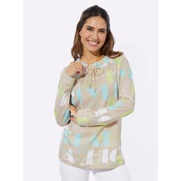 Langarmshirt Classic Basics "Langarm-Shirt", Damen, Gr. 40, gr&uuml;n (sand, mint, bedruckt), 100% Baumwolle, gemustert, mehrfarbig, Rundhals, Shirts Langarmshirt