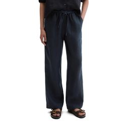 Marc O'Polo Chinohose MARC O'POLO "mit elastischem Tunnelzug-Bund", Damen, Gr. 32, Normalgr&ouml;&szlig;en, deep night blau, Obermaterial: 100% Leinen. Futter: 100% Baumwolle, unifarben, regular fit normal, Hosen Chinohose