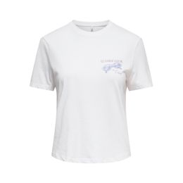 Kurzarmshirt Only "ONLDINA S/S CLUB TOP BOX JRS", Damen, Gr. S, hellwei&szlig; print:sunset, Jersey, Obermaterial: 100% Baumwolle, bedruckt, regular fit normal, Rundhals, Shirts, Baumwolle, regular fit, Rundhals