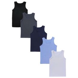 Unterhemd TUPTAM "Unterhemd Kinder Jungen Unterhemd &Auml;rmellos 5er Pack", M&auml;dchen, Gr. 116, N-Gr, grau (schwarz dunkelblau anthrazit grau blau), Obermaterial: 95% Baumwolle CO. 5% Elasthan EL., Unterhemden Unterhemd