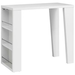 Bartisch, Wei&szlig; Hochglanz, Metall, Holzwerkstoff, rechteckig, eckig, 120x107x60 cm, Stauraum, Esszimmer, Tische, Stehtische