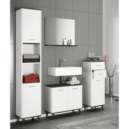 Mid.you Waschbeckenunterschrank VCM Landos, Anthrazit, Wei&szlig;, Kunststoff, 60x56x28 cm, stehend, Badezimmer, Badezimmerschr&auml;nke, Waschbeckenunterschr&auml;nke