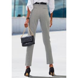 Jogger Pants Lascana "klassische schmale Form", Damen, Gr. 32/34, N-Gr, blau (schwarz kariert), Obermaterial: 65% Polyester, 31% Viskose, 4% Elasthan, Jacquardmuster, Minimalmuster, Basic, lang, Hosen, mit Jacquard Strickmuster oder uni schwarz