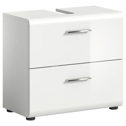Mid.you Waschbeckenunterschrank, Wei&szlig; Hochglanz, Kunststoff, 2 Schublade(n) Schubladen, 60x55x30 cm, stehend, Badezimmer, Badezimmerschr&auml;nke, Waschbeckenunterschr&auml;nke