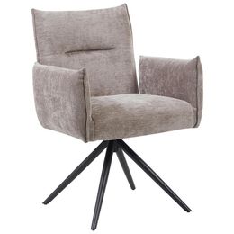 Stylife Armlehnstuhl, Schwarz, Taupe, Metall, Textil, Drehkreuz, 67x86x62 cm, Sitzfl&auml;che 360&deg; drehbar, automatische R&uuml;ckholfunktion, Esszimmer, St&uuml;hle, Esszimmerst&uuml;hle, Armlehnenst&uuml;hle