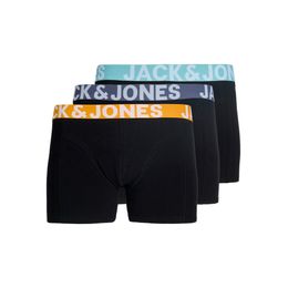 Jack & Jones Trunk JACK & JONES "JACCONOR SOLID TRUNKS 3 PACK NOOS", Herren, Gr. L, 3 Stk., schwarz pack:schwarz, schwarz color wb, Jersey, Obermaterial: 95% Baumwolle, 5% Elasthan, unifarben mit Farbeinsatz, eng, Unterhosen, Baumwollmischung, elastischer Bund