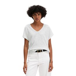 Marc O'Polo T-Shirt MARC O'POLO "aus Slub-Jersey", Damen, Gr. L, wei&szlig;, Obermaterial: 100% Baumwolle, unifarben, Basic, loose fit, V-Ausschnitt, normaler Saum, Shirts T-Shirt