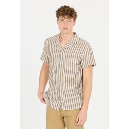 Outdoorhemd CRUZ "Camilo", Herren, Gr. M, US-Gr&ouml;&szlig;en, braun, 55% Leinen, 45% Viskose, gestreift, ohne Ausschnitt, Hemden, im sommerlich-frischen Design