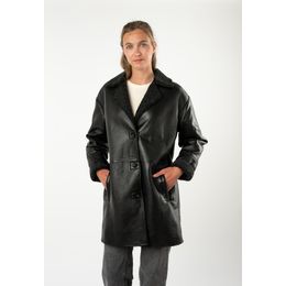 Ledermantel Mauritius "MWYuki OS", Damen, Gr. 4XL (48), schwarz, Obermaterial: 100% Schafsleder. Futter: 100% Polyester. &Auml;rmelfutter: 100% Polyester, unifarben, oversize ca. Mitte Oberschenkel, gerader Abschluss, M&auml;ntel, mit Teddyfellkragen, Oversize Fit