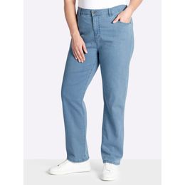 sheego Gro&szlig;e Gr&ouml;&szlig;en 5-Pocket-Hose mit seitlichem Dehnbund, blue-bleached, Gr&ouml;&szlig;e 46 - Damen