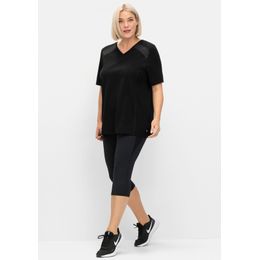 sheego Gro&szlig;e Gr&ouml;&szlig;en Leggings in Funktionsqualit&auml;t und Capril&auml;nge,, schwarz, Gr&ouml;&szlig;e 44 - Damen