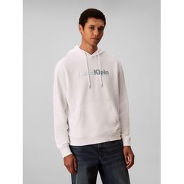 Kapuzensweatshirt Calvin Klein "LS EU 350TERRY CURSIVE GRAPHIC H", Herren, Gr. S, wei&szlig; (hellwei&szlig;), Sweatware, Obermaterial: 100% Baumwolle, unifarben, regular fit normal, Rundhals, eingesetzt B&uuml;ndchen, Sweatshirts, regular fit, Logo-Schriftzug