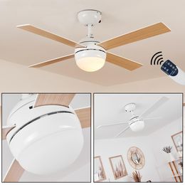 hofstein Hausvik Deckenventilator mit Beleuchtung Braun, Wei&szlig;, 1-flammig, Fernbedienung