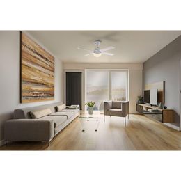 Eglo Leuchten EGLO Deckenventilator & Licht LED Holzoptik, Wei&szlig;, 1-flammig, Fernbedienung