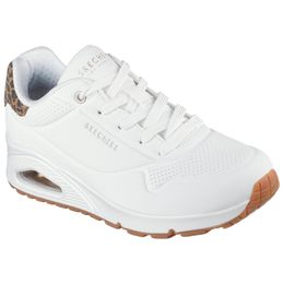 Sneaker Skechers "UNO-JUNGLE NITE", Damen, Gr. 36, bunt (wei&szlig;, leo), Lederimitat, Schuhe Sneaker, Schn&uuml;rschuh, Freizeitschuh mit Wedge-Absatz